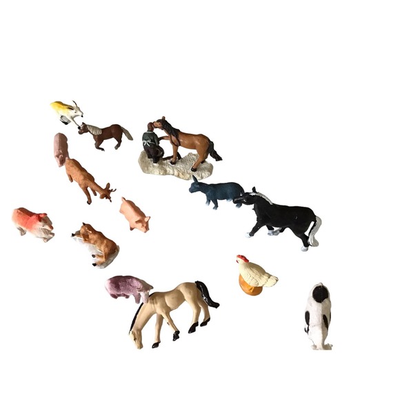 Unk | Toys | Vintage Set Of 26 Farm Animals Rubber Plastic Small | Poshmark